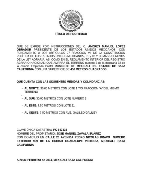 Titulo De Propiedad Pdf