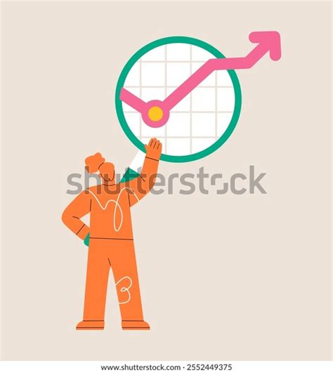 Woman Analyzes Growth Chart Through Magnifying Stock Vector Royalty Free 2552449375 Shutterstock