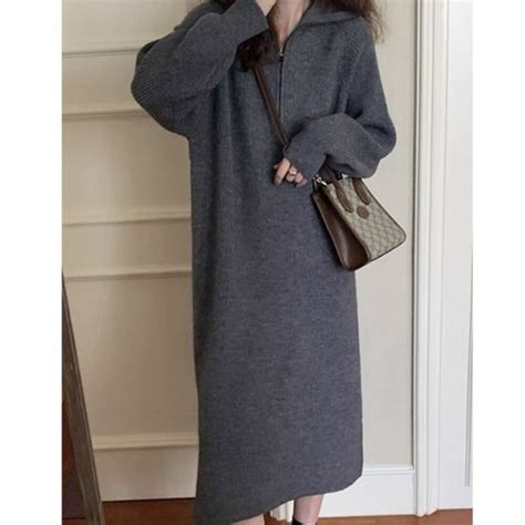 イエベ服 ハーフジップミディ丈ニットワンピース（イエベ春向け・イエベ秋向け） ワンピース イエベファッション専門通販 Iebel