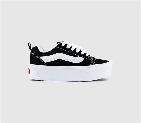 Vans Knu Skool Stack Platform Trainers Black True White Womens