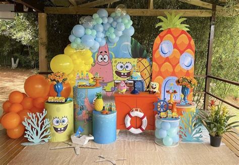 Custom Spongebob Round Arch Photo Covers Festa Do Bob Esponja Festa