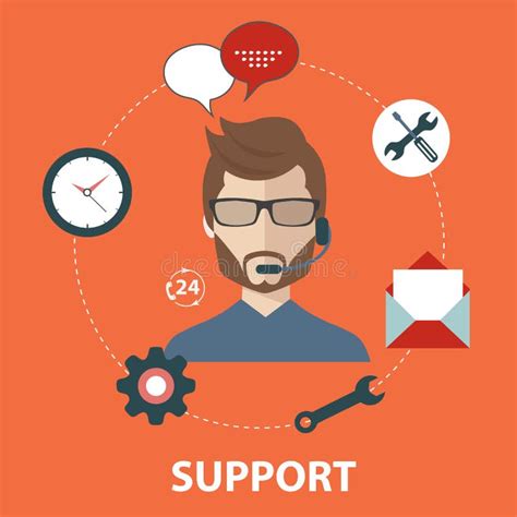 Customer Support Assistance Flat Vector Illustration Stock Vector