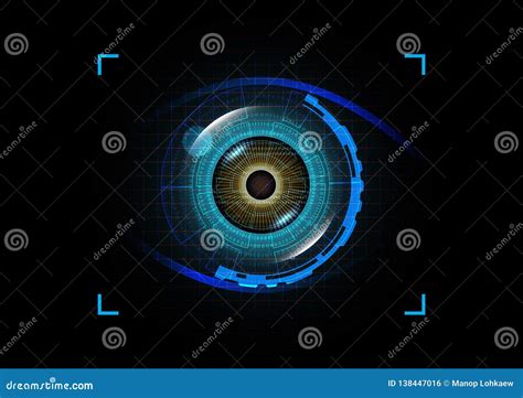 Futuristic Eye Detection Technology Concept With Binary Code Stock