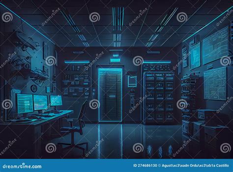 Connection Network In Servers And Storage Systems In Data Center Rooms Stock Illustration