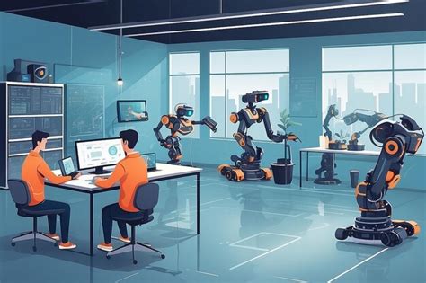 Premium Photo Depict A Robotics Lab With Students Developing Ai