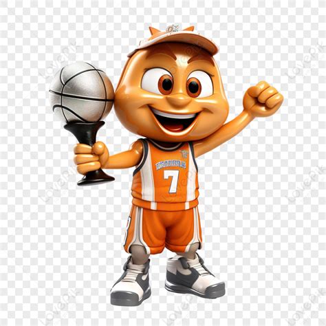 트로피 3d 캐릭터 일러스트를 들고 있는 농구 마스코트몸짓파도 Png 일러스트 무료 다운로드 Lovepik