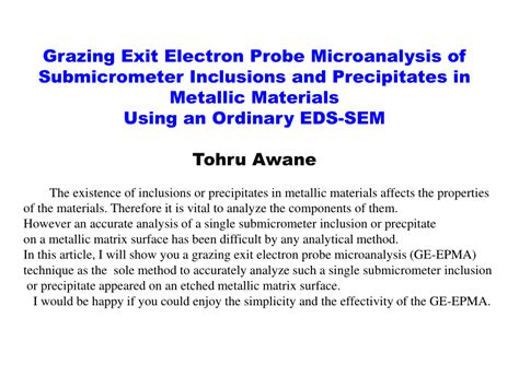 Pdf Slides Of Analytical Technique Grazing Exit Electron Probe Microanalysis Of