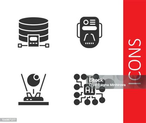 신경망 클라우드 데이터베이스 홀로그램 및 인공 지능 로봇 아이콘을 설정합니다 벡터 가공의 인물에 대한 스톡 벡터 아트 및 기타 이미지 가공의 인물 가상현실 개념