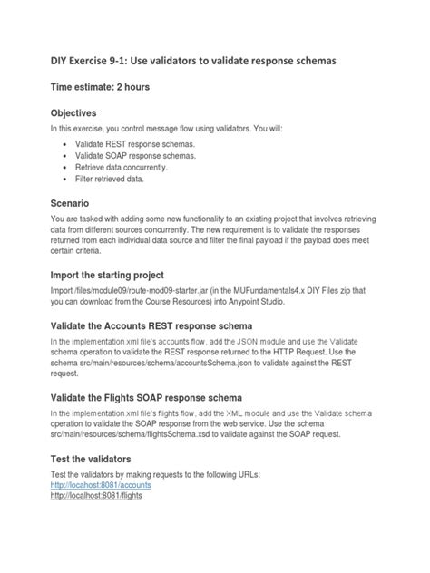 Diy Exercise 9 1 Use Validators To Validate Response Schemas
