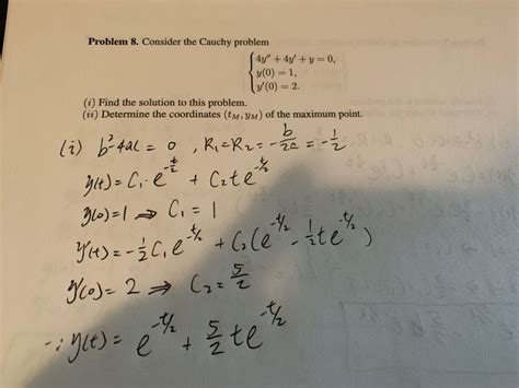 solved consider the cauchy problem 4y′′ 4y′ y 0