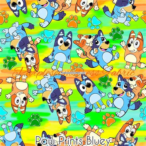 Paw Prints Bluey Fabric Purpleseamstress Fabric