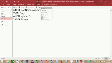 Cs1030 Database Queries 5 Where With Numeric Fields Youtube