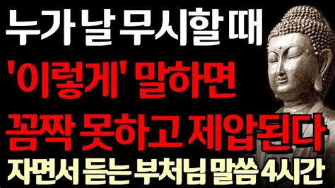 누가 날 무시할 때 딱 한 마디로 맞받아쳐라 I 현명한 사람들이 무례한 사람을 단숨에 제압하는 방법 I 자면서 듣는 부처님 말씀 4시간 L 지혜 I 오디오북 I 철학