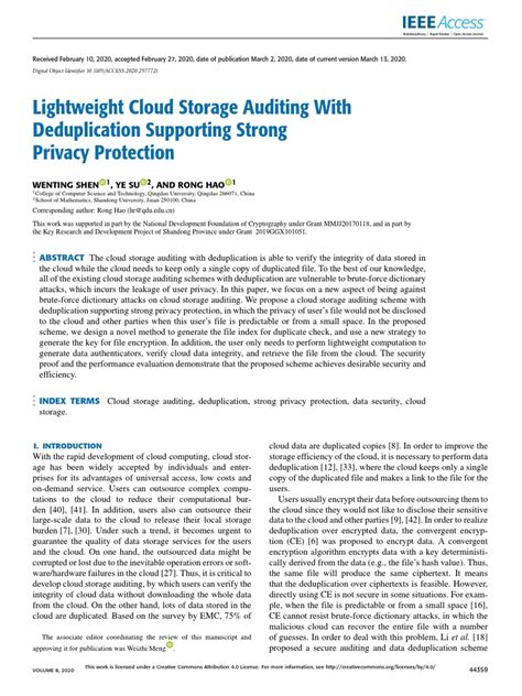 Lightweight Cloud Storage Auditing With Deduplication Supporting Strong