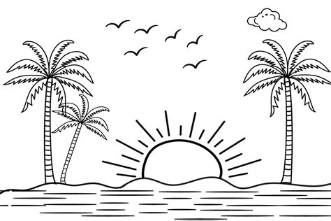 Sunrise Coloring Pages Coloringlib