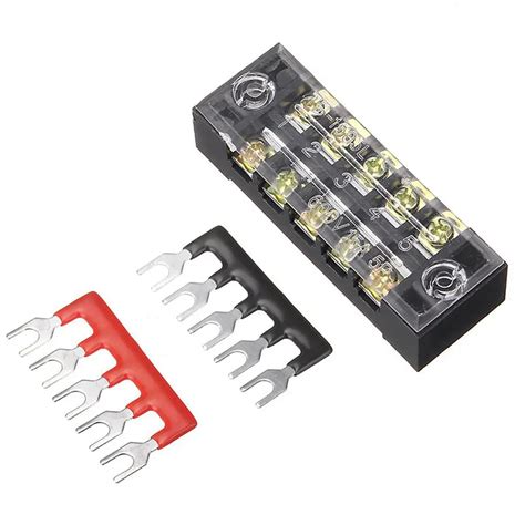5pieces 600v 15a 5p Double Row Wire Barrier Terminal Block With 2 Connector Strips 5 Positions