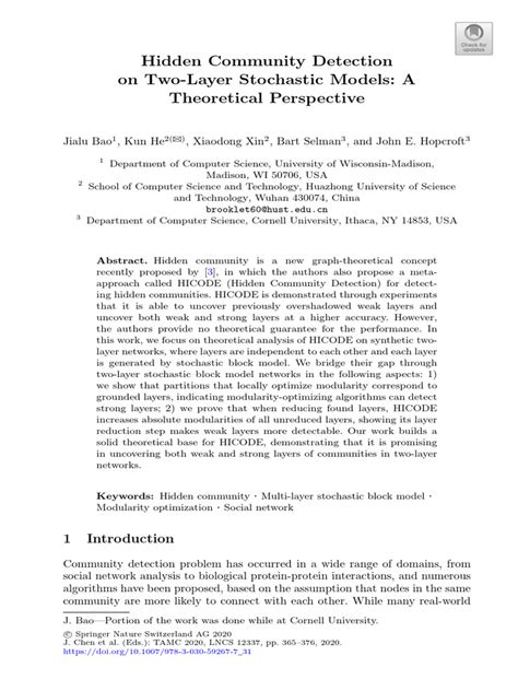 Hidden Community Detection Pdf