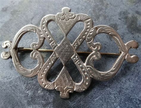 Antique Victorian SILVER 2 5 Entwined Love Heart Scottish Brooch C Pin B51 EBay Jewelry