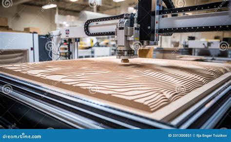 Cnc Machine Crafting Textured Wooden Piece Enhancing Material S
