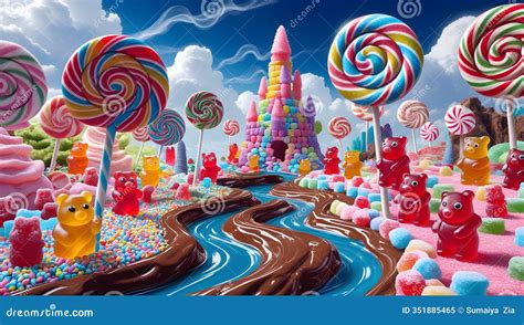 Candy Swirl And Candyland In Amusement Park Stock Illustration
