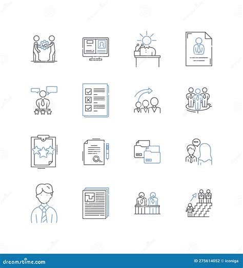 Organization Hub Line Icons Collection Management Collaboration Efficiency Centralization