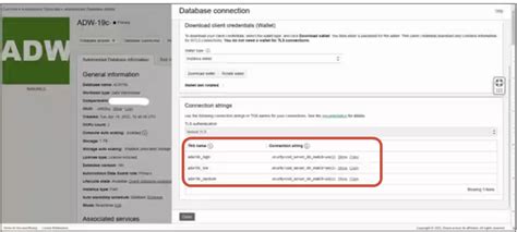 Oracle Autonomous Data Warehouseデータベース・サービス名の選択