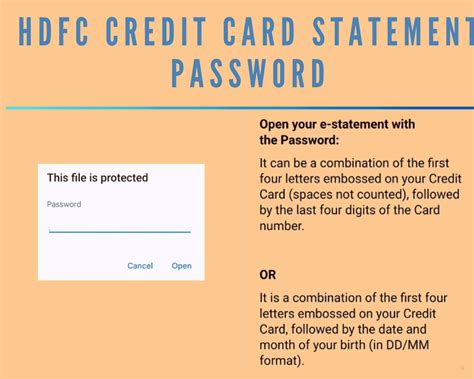 How To Open Hdfc Credit Card Statement Password