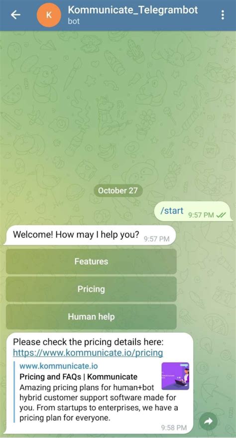 Integrate Dialogflow Chatbot With Telegram Kommunicate