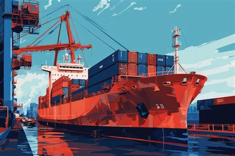 Premium AI Image Cargo Ship Being Loaded In Port Concept Of Deliveries And Transshipment