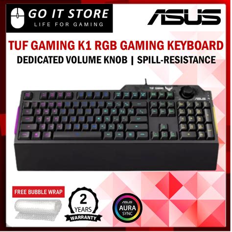 Asus Ra Tuf Gaming K Rgb Gaming Keyboard With Dedicated Volume Knob Spill Resistance Side