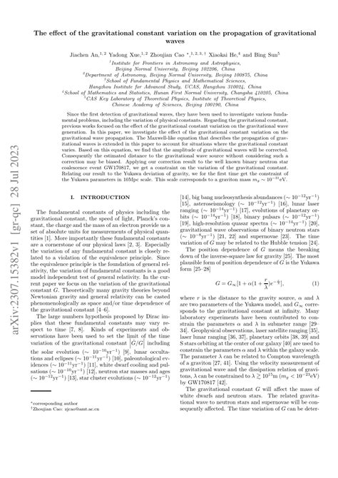Pdf The Effect Of The Gravitational Constant Variation On The