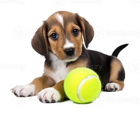 Perrito Jugando Con Tenis Pelota Aislado En Transparente Antecedentes Png