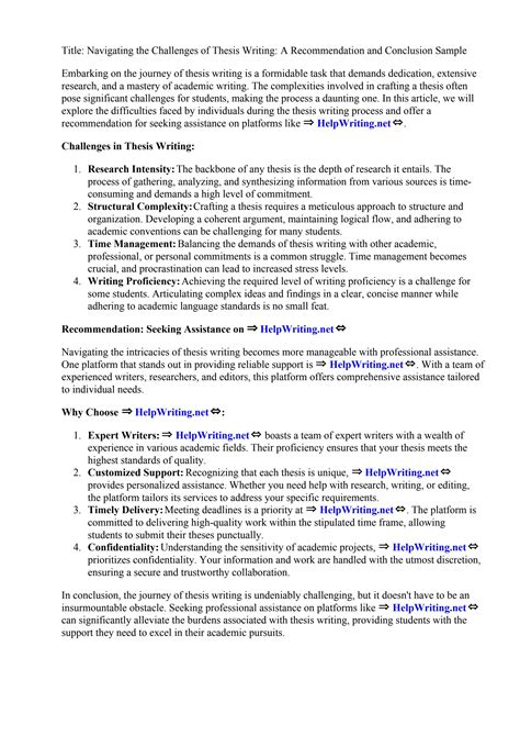 Thesis Recommendation And Conclusion Sample By Kaskaskia College Issuu