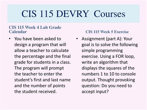 Ppt Cis 115 Devry Courses Uoptutorial Powerpoint Presentation Free