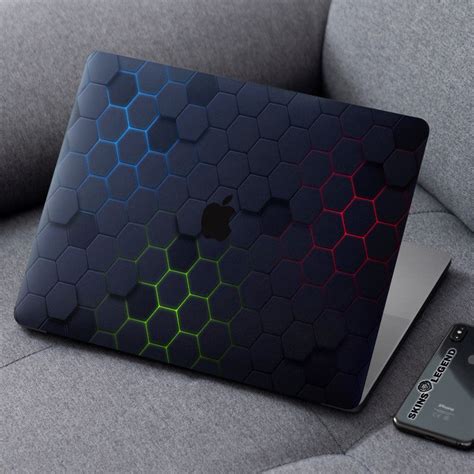 Laptop Skin For Apple Macbook Green Red Blue Neon Black Pentagon