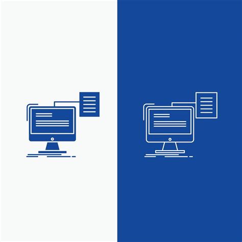 Resume Storage Print Cv Document Line And Glyph Web Button In Blue Color Vertical Banner For