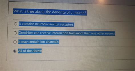 Solved What Is True About The Dendrite Of A Neuron It