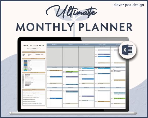 Monthly Planner Excel Template Task Schedule To Do List Etsy