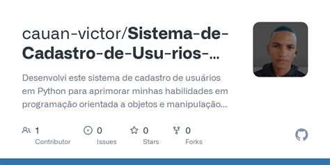 GitHub Cauan Victor Sistema De Cadastro De Usu Rios Em Python Desenvolvi Este Sistema De