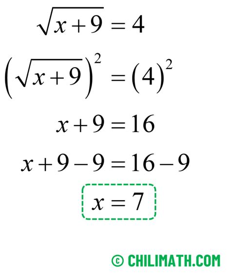 Radical Equations Practice Problems With Answers Chilimath