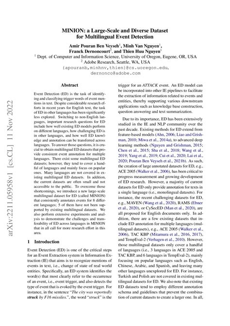 minion a large scale and diverse dataset for multilingual event