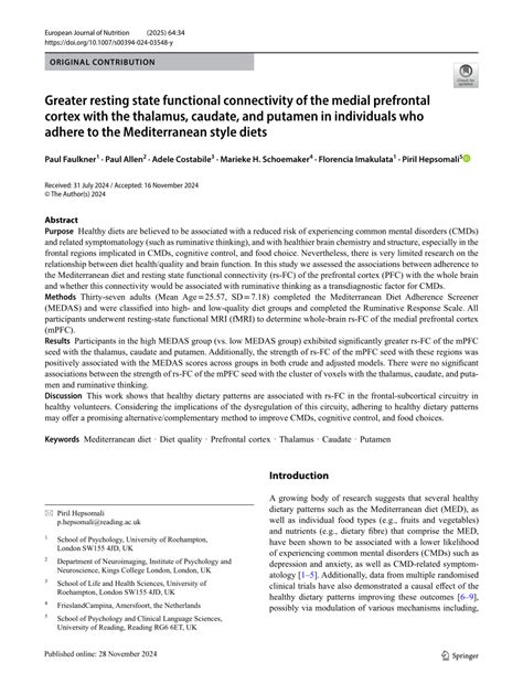 Pdf Greater Resting State Functional Connectivity Of The Medial