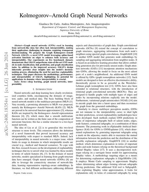 Pdf Kolmogorov Arnold Graph Neural Networks