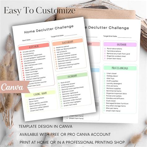 Declutter Checklist Template Home Cleaning Checklist Printable Declutter Planner DIY Declutter