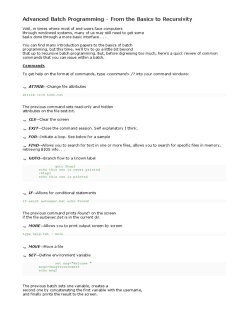 Advanced Batch Programming Pdf Filename Computer File