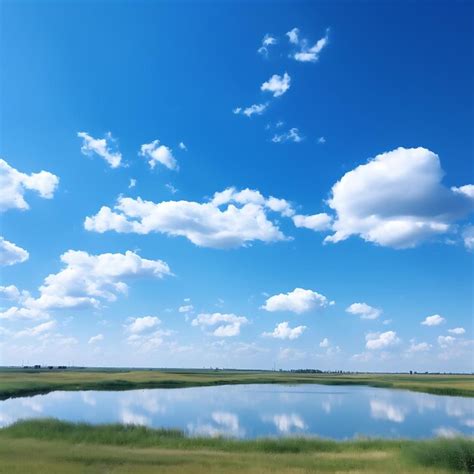 Blue Sky Background With Tiny Clouds Nature Backdrop Premium Ai