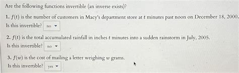 Solved Are the following functions invertible (an inverse | Chegg.com