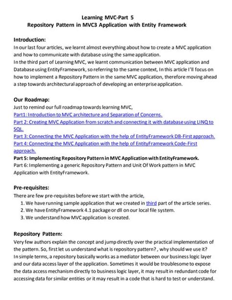 Repository Pattern In Mvc3 Application With Entity Framework Pdf