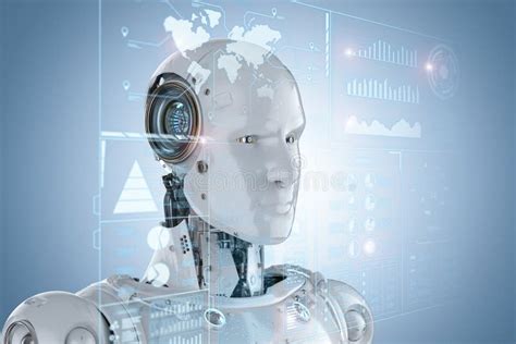 robot with hud display stock illustration illustration of network