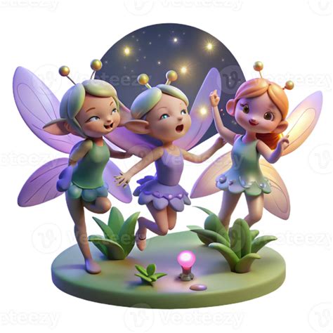 Impressive Artistic A Group Of Playful Pixies Dancing In A Original 60556923 Png